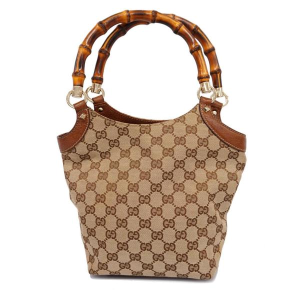 Gucci | Bags | Gucci Handbag Gg Canvas Bamboo 4203 Brown Beige Gold Hardware Ladies | Poshmark